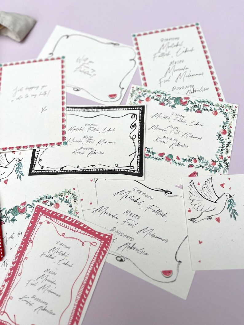 DIGITAL DOWNLOAD A6 Menus, Note Cards, Palestine, Menu, Table Scape ...