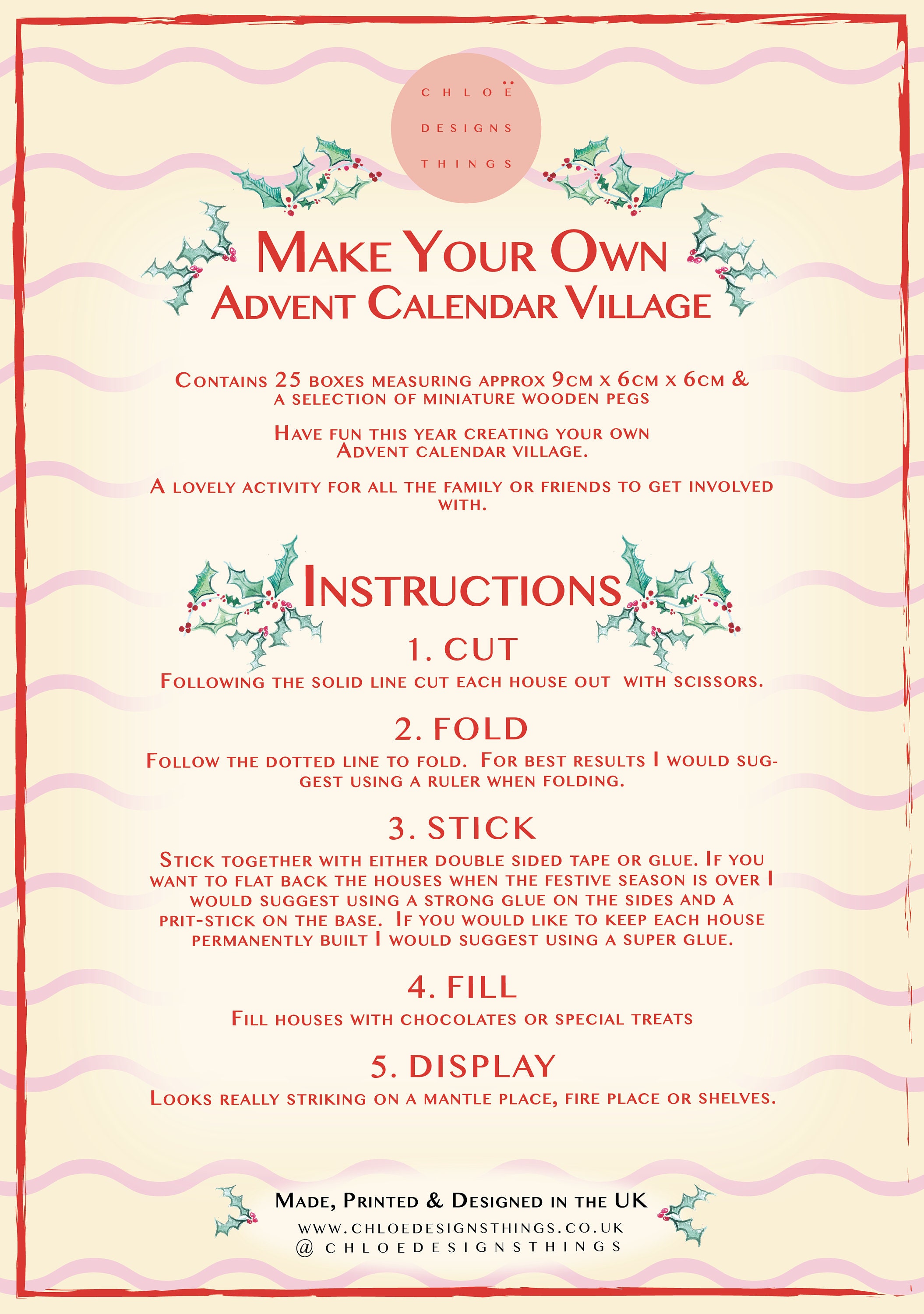 DIGITAL DOWNLOAD DIY Advent Calendar Village, Make Your Own Advent ...