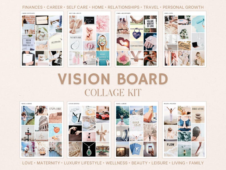 2026 Vision Board Collage Kit Printable for Woman, Manifestation ...
