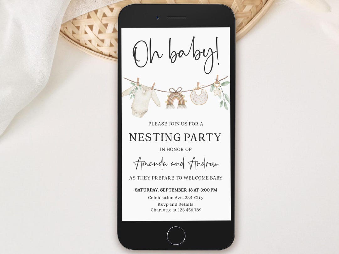 Nesting Party Invite Digital Editable, Prep the Nest Invitation Text ...