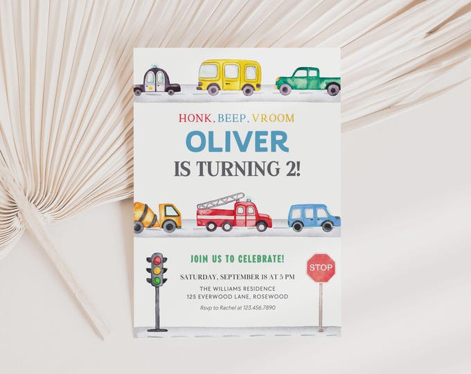 Editable Transportation Birthday Invitation | Kids Vehicle Party Invite ...
