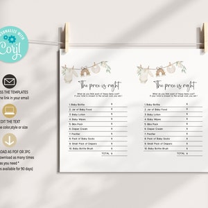 Editable Clothesline Baby Shower Game Bundle, Gender Neutral Baby ...