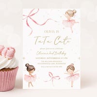 Tutu Cute 2nd Birthday Invitation, Ballerina Party, Editable Canva ...