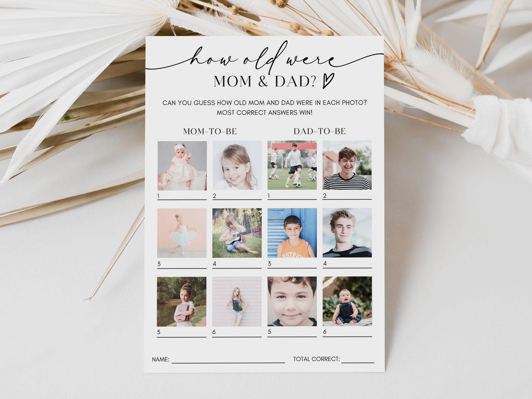 Guess Mom & Dad Age Baby Shower Game, Canva Editable (digital Download ...