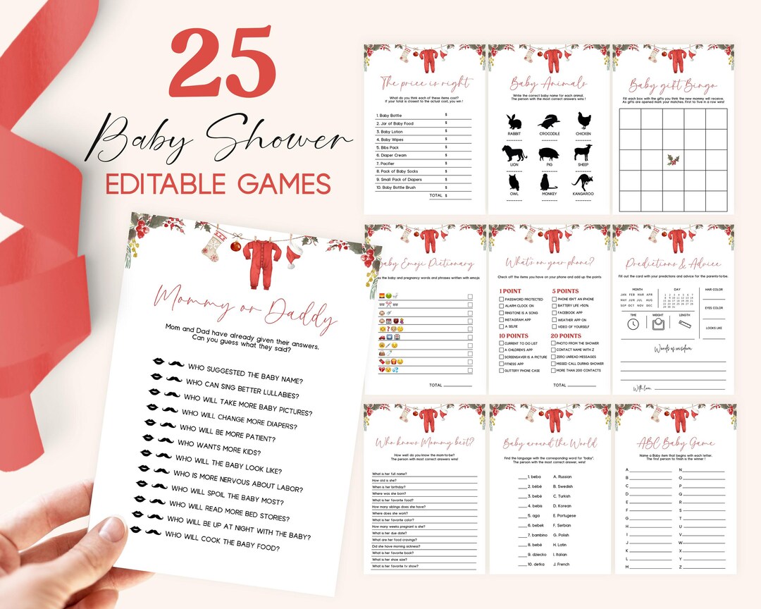 A Merry Little Baby Shower Game Bundle, Christmas Baby Shower Games ...