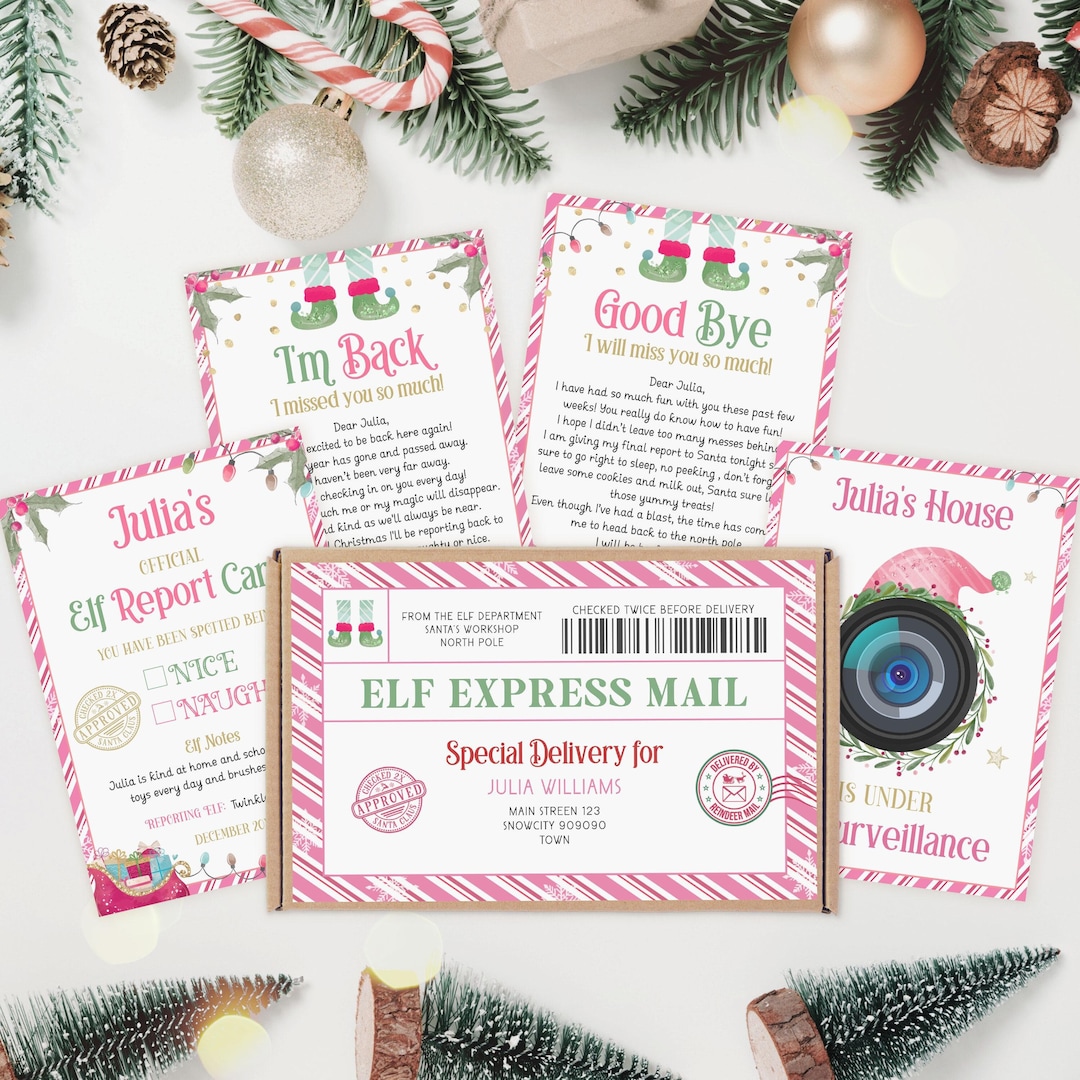 Elf Girl Arrival Kit Printable, Editable Pink Elf Letters, Christmas ...