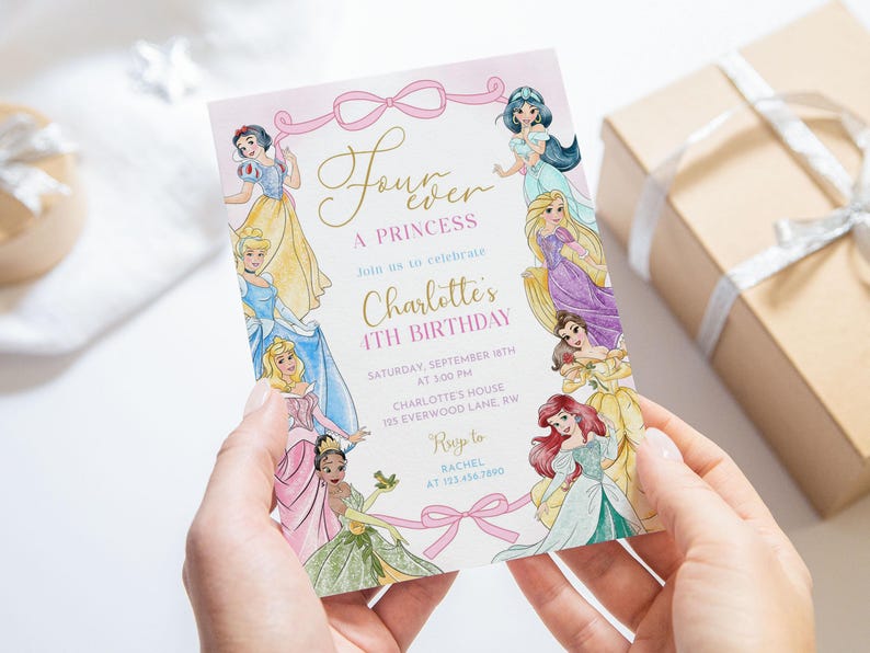 Invitación editable para fiesta de princesas "Siempre a la moda", con ...