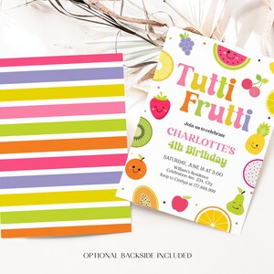 Editable Tutti Frutti Birthday Invitation Printable Summer Fruit Party ...
