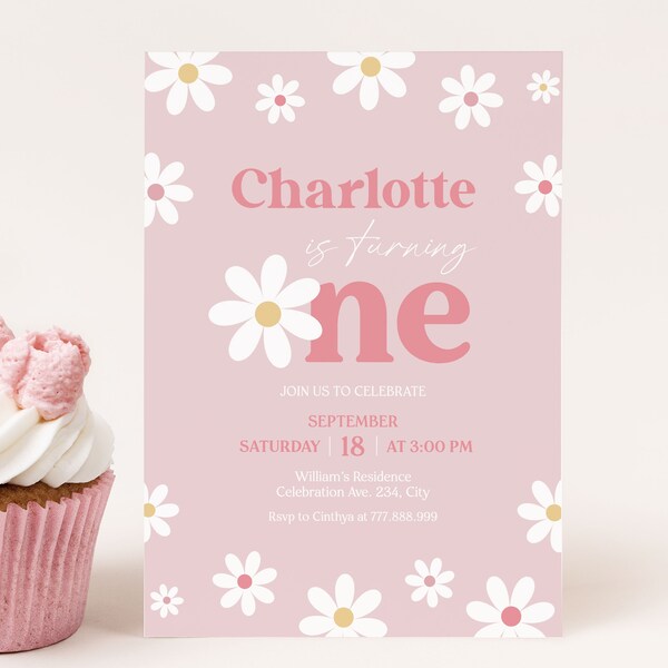 1st Birthday Daisy Invitations - Etsy