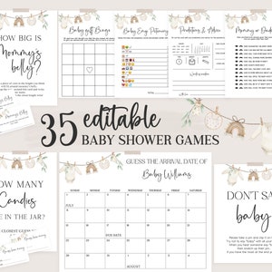 Editable Clothesline Baby Shower Game Bundle, Gender Neutral Baby ...