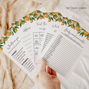 Little Cutie Baby Shower Game Bundle Editable Orange Baby Shower Game ...