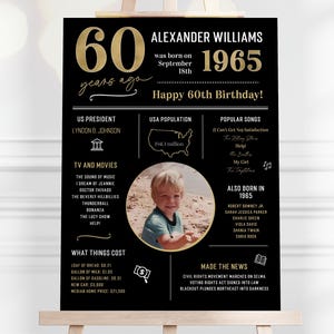 1965 Birthday Poster Printable, the Year You Were Born Birthday Sign ...