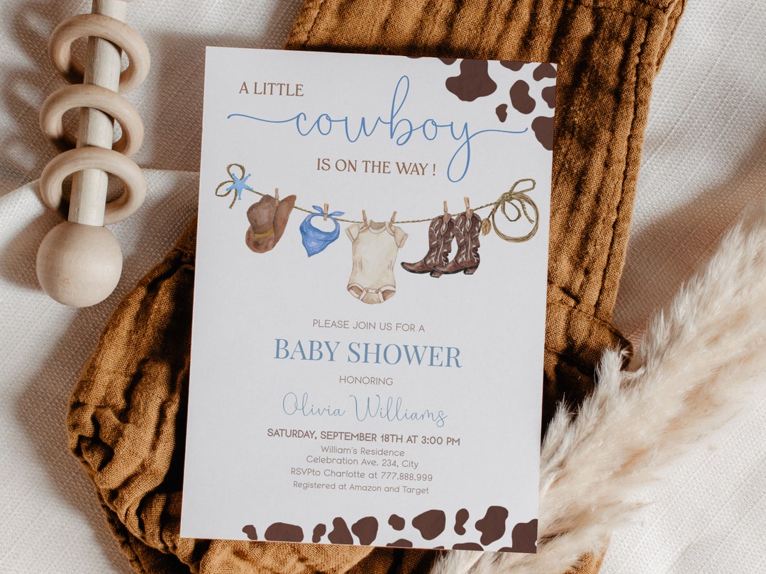 Cowboy Baby Shower Invitation Template, Western Babyshower Invite ...