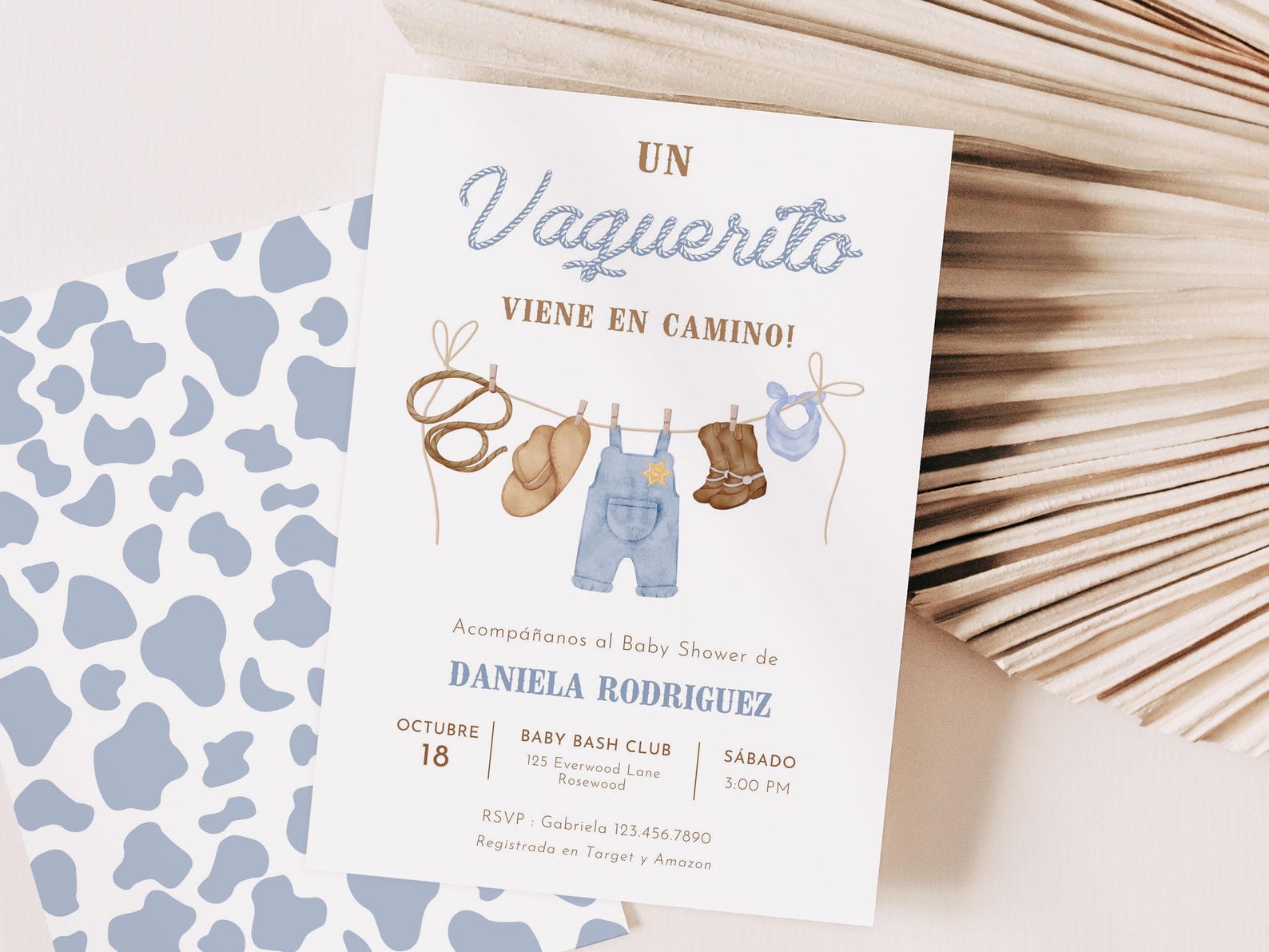 Vaquerito En Camino Baby Shower Invitation Editable, Spanish Western ...