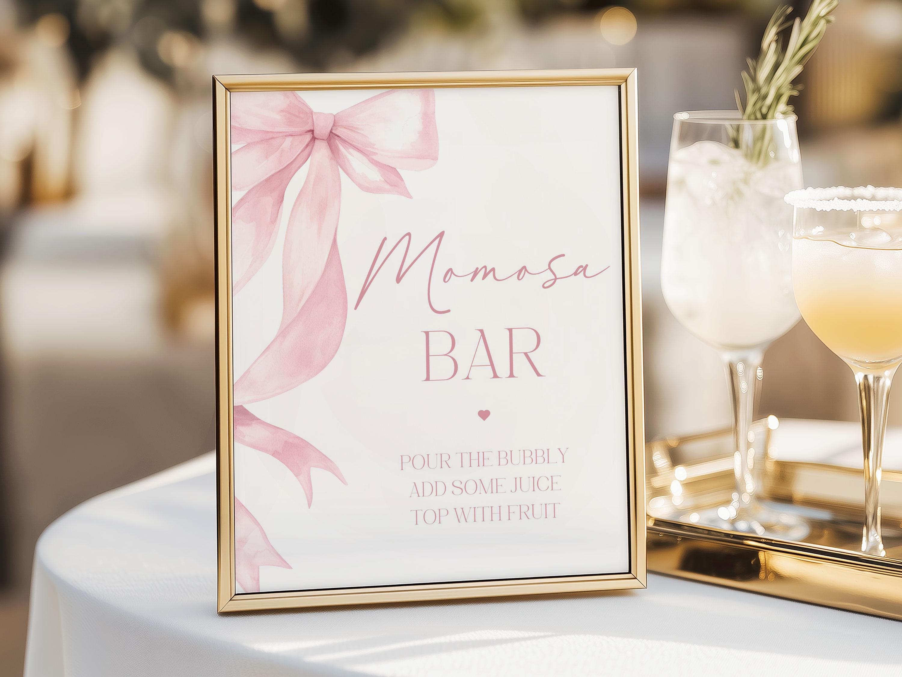 Pink Bow Baby Shower Signage, Blush Coquette Ribbon Table Signs, Canva ...