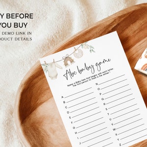 Editable Clothesline Baby Shower Game Bundle, Gender Neutral Baby ...