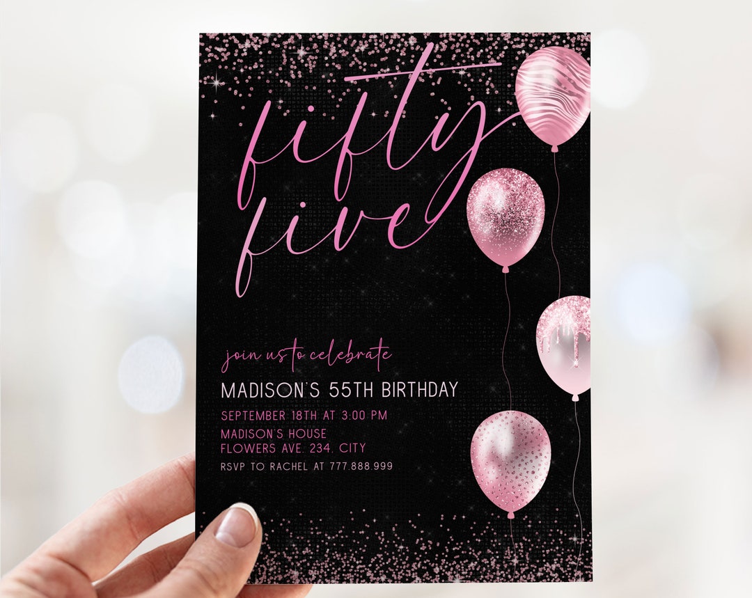 55th Birthday Invitation Editable Fifty Five Birthday Invite - Etsy