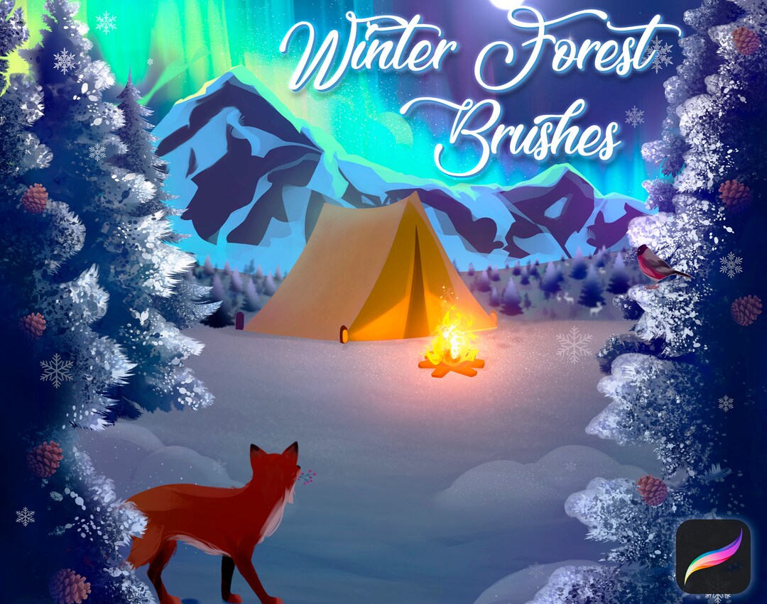 Winter Forest Brush Set for Procreate | Christmas Brushes - Etsy