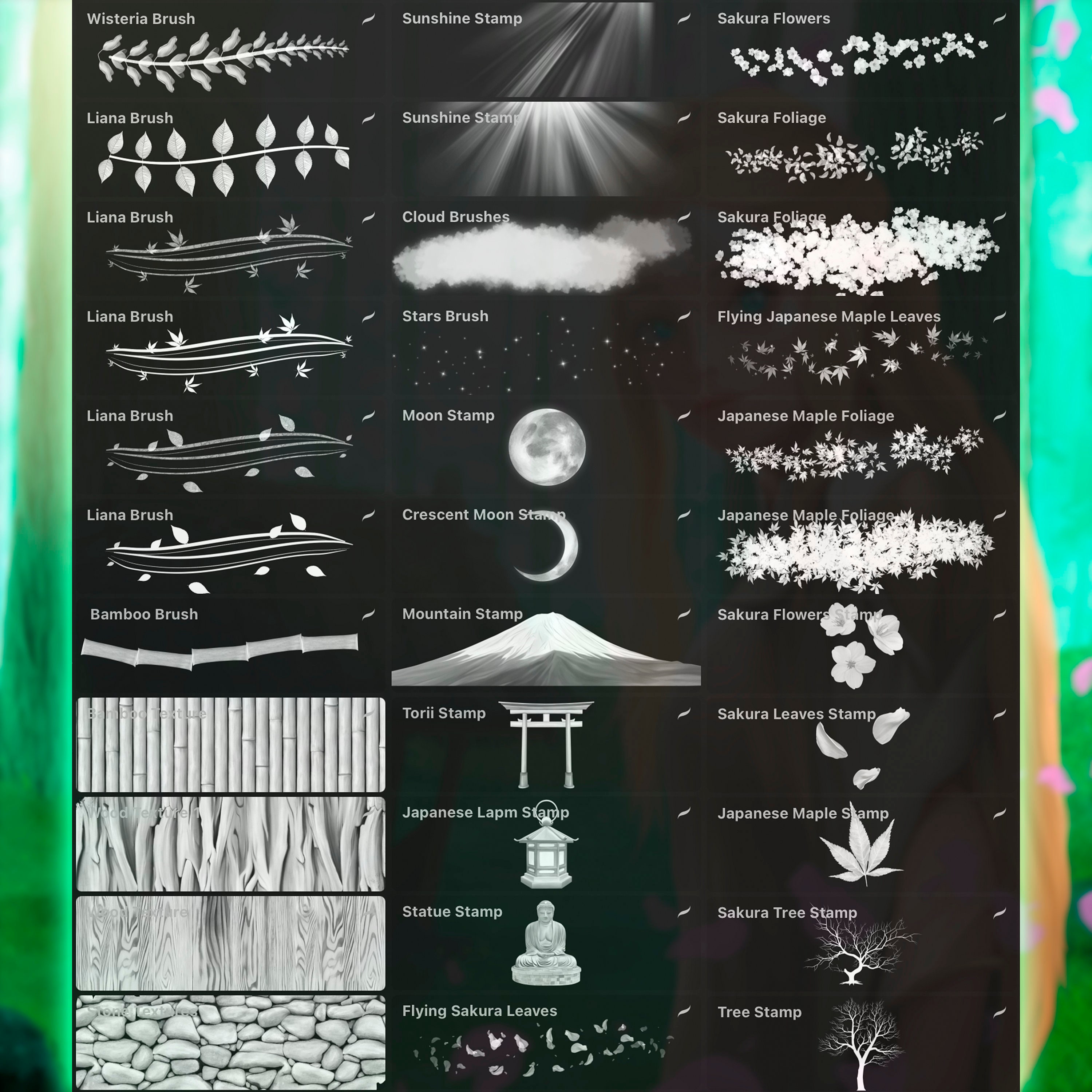 Japanese Forest Brush Set for Procreate - Etsy