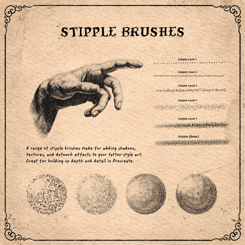 70 Procreate Tattoo Brushes: Stipple Shader, Traditional, Dotwork ...
