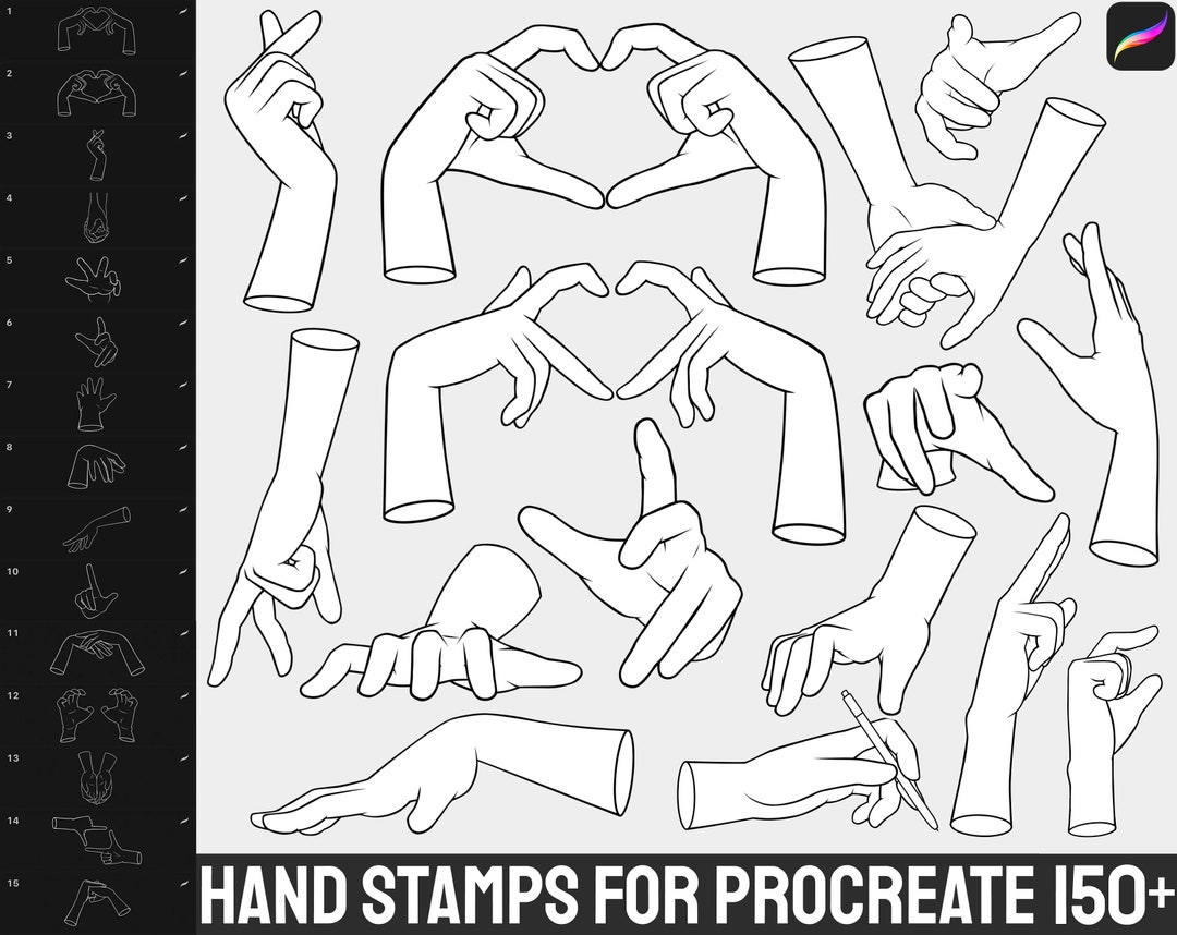 150+ Procreate Hand Stamps Brushes | Procreate Hands, Anatomy Stamps ...