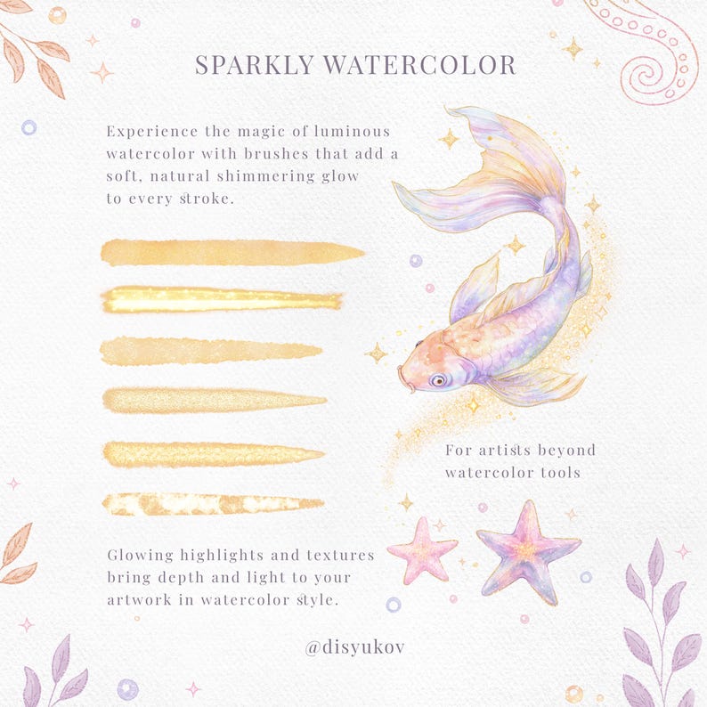 Sparkly Watercolor Procreate Brushes – Glitter, Metallic, Paper ...