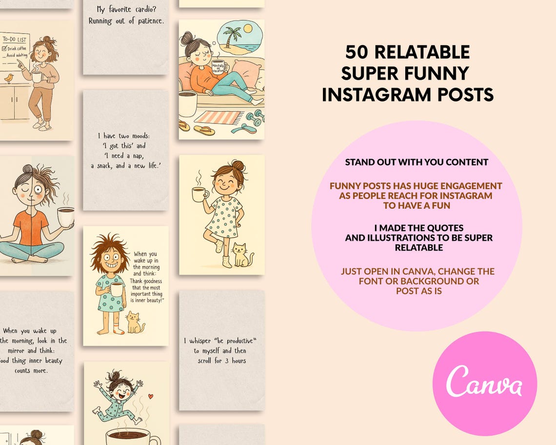 69 Instagram Templates, Funny Relatable Posts, Funny Quotes, Done-for ...