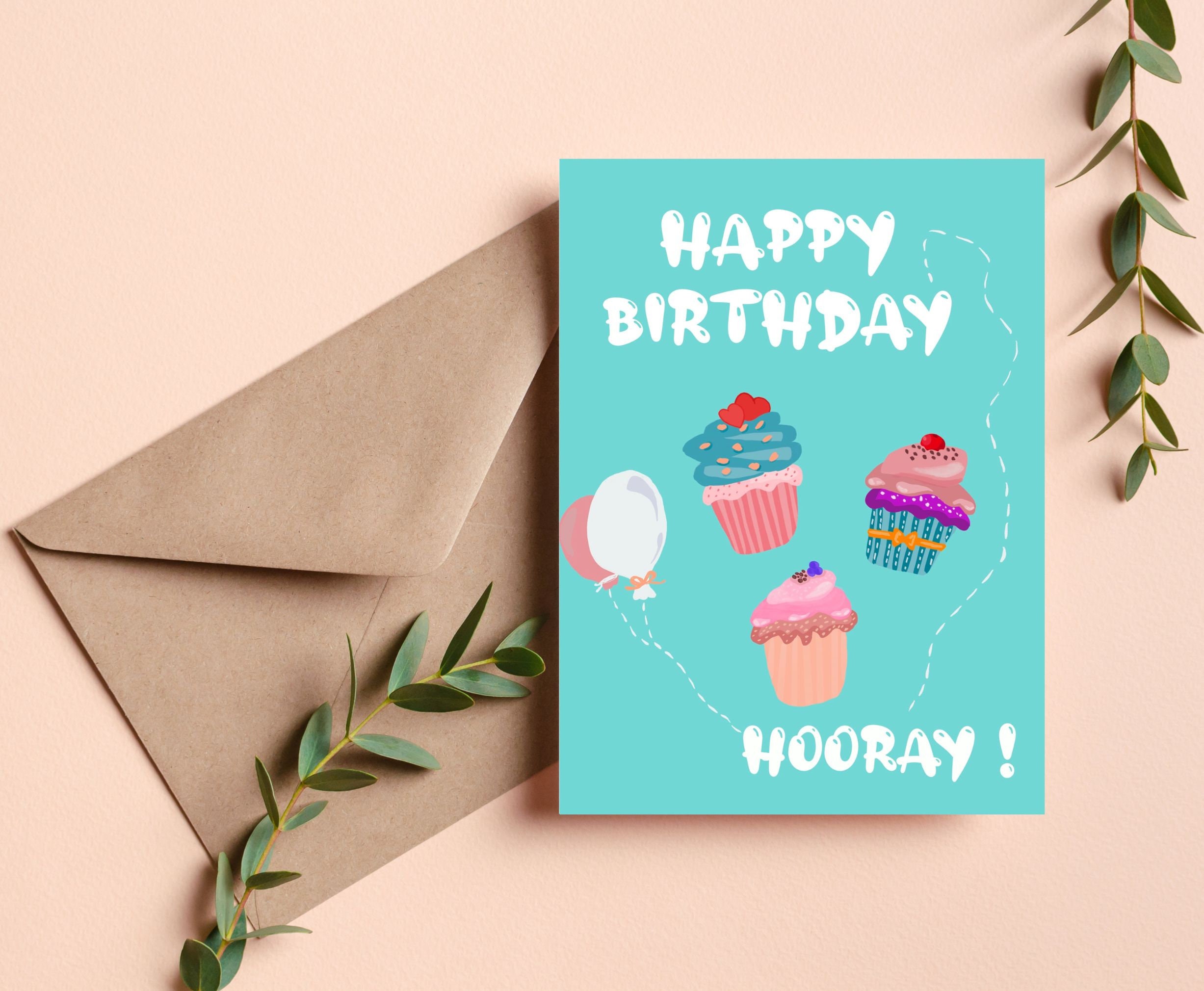 Printable Birthday Card - Happy Birthday Card - Hand-drawn Illustration ...