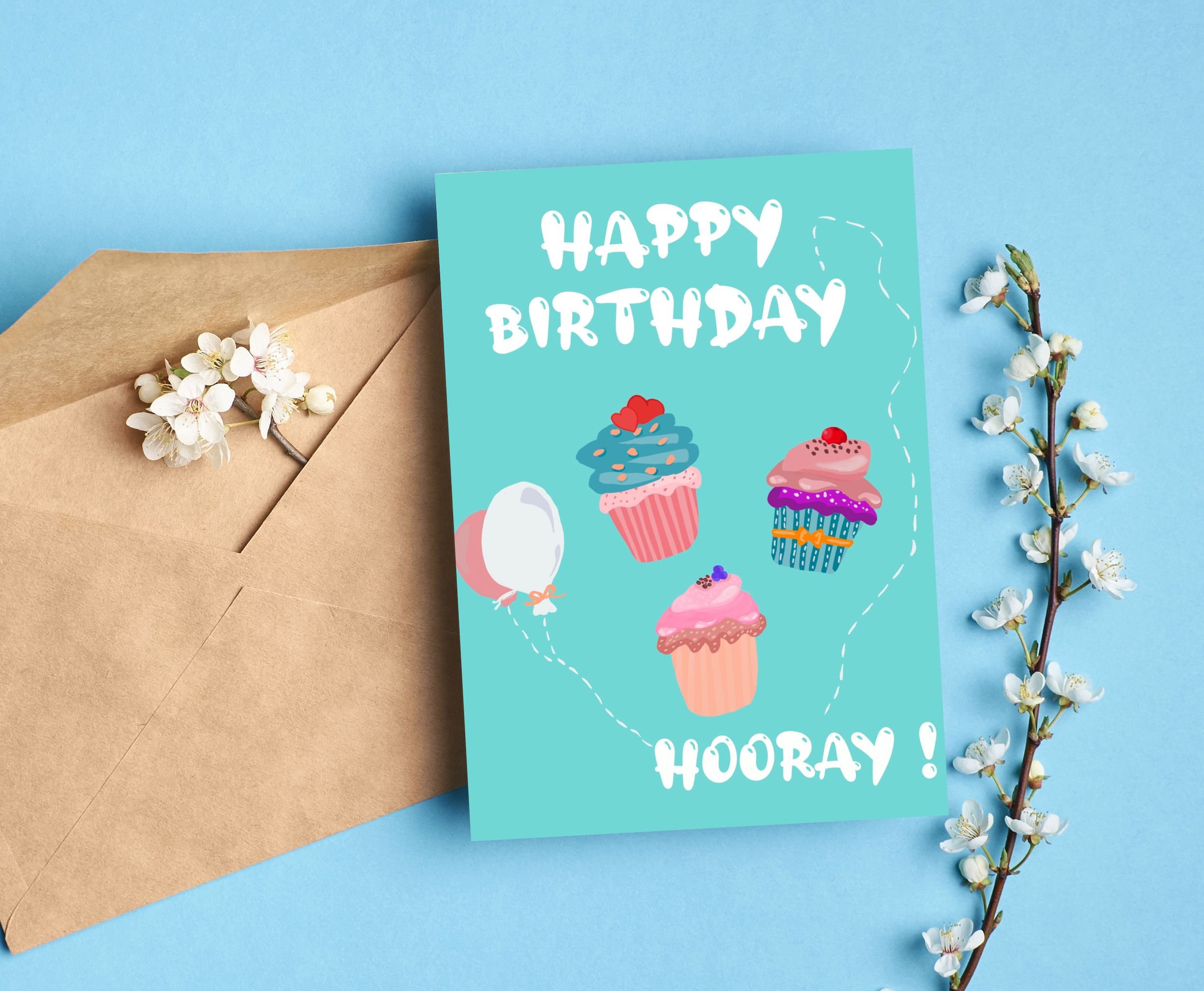 Printable Birthday Card - Happy Birthday Card - Hand-drawn Illustration ...