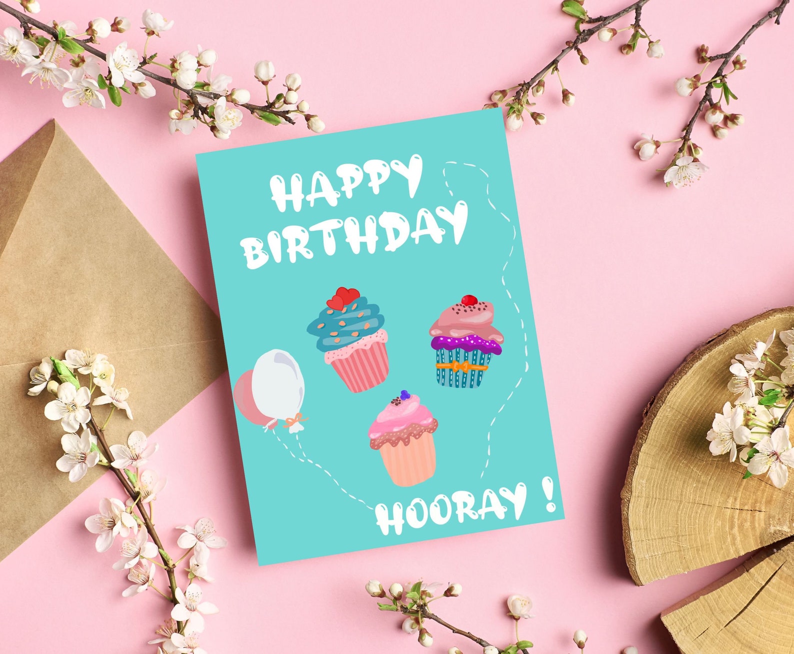Printable Birthday Card - Happy Birthday Card - Hand-drawn Illustration ...