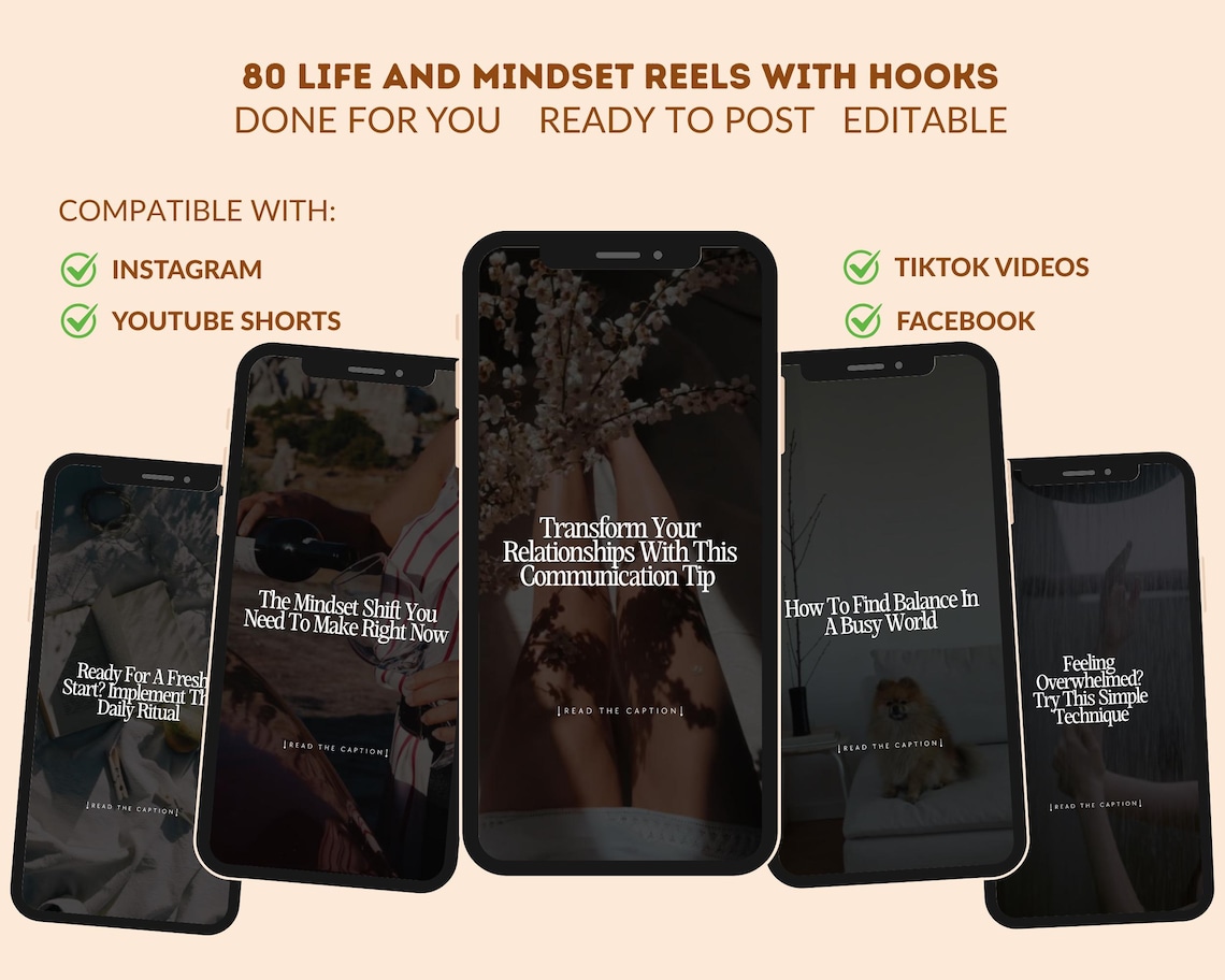 80 Instagram Life and Mindset Reels, Coaching Templates, Growth Mindset ...