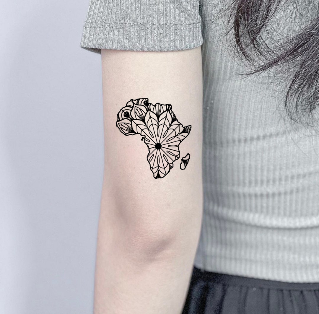 African Continent Temporary Tattoo, Fake Tattoo, Tattoo Artist Gift ...