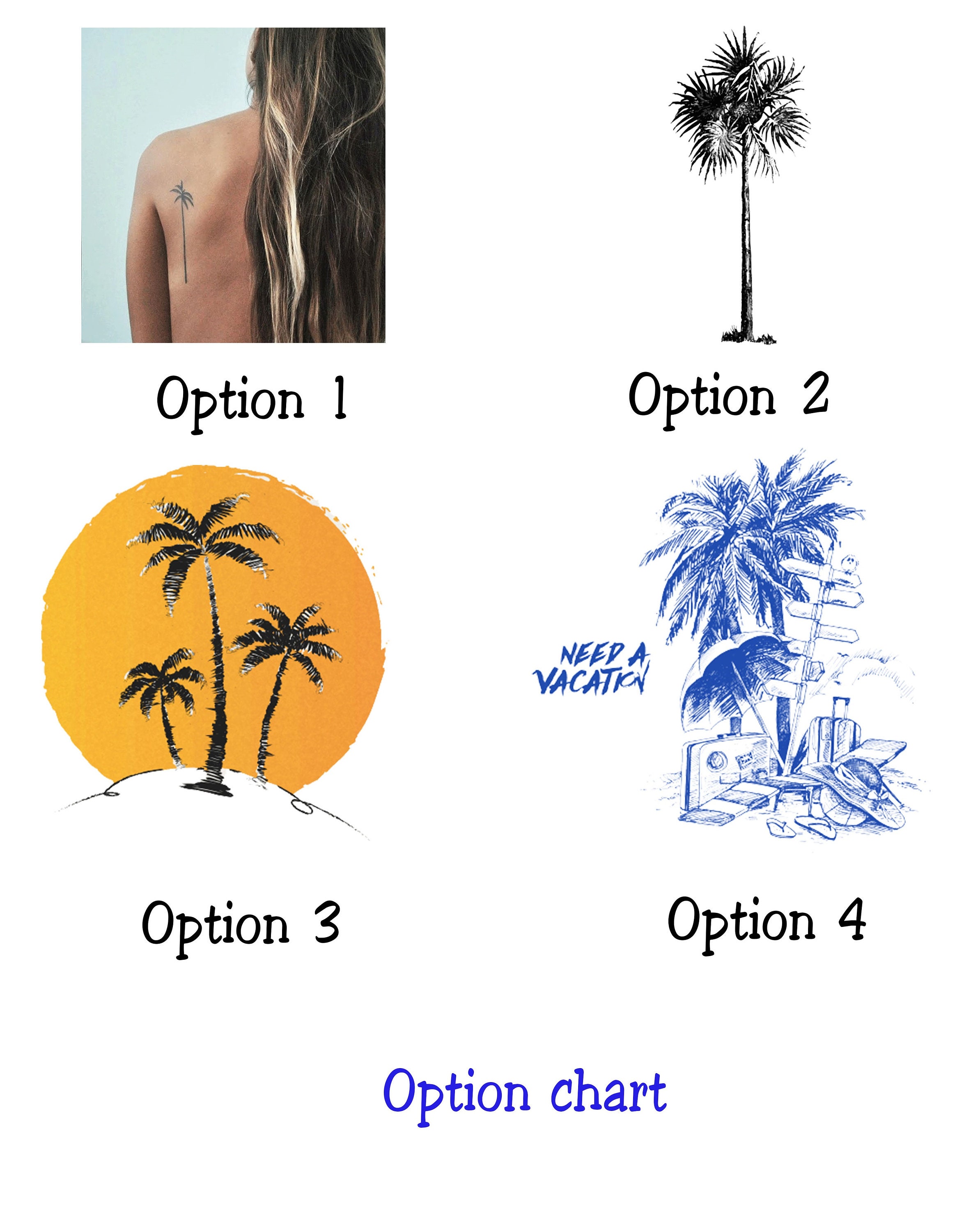 Custom Palm Tattoo Boho Hippie Tattoo, Beach Camping Picnic Traveling ...
