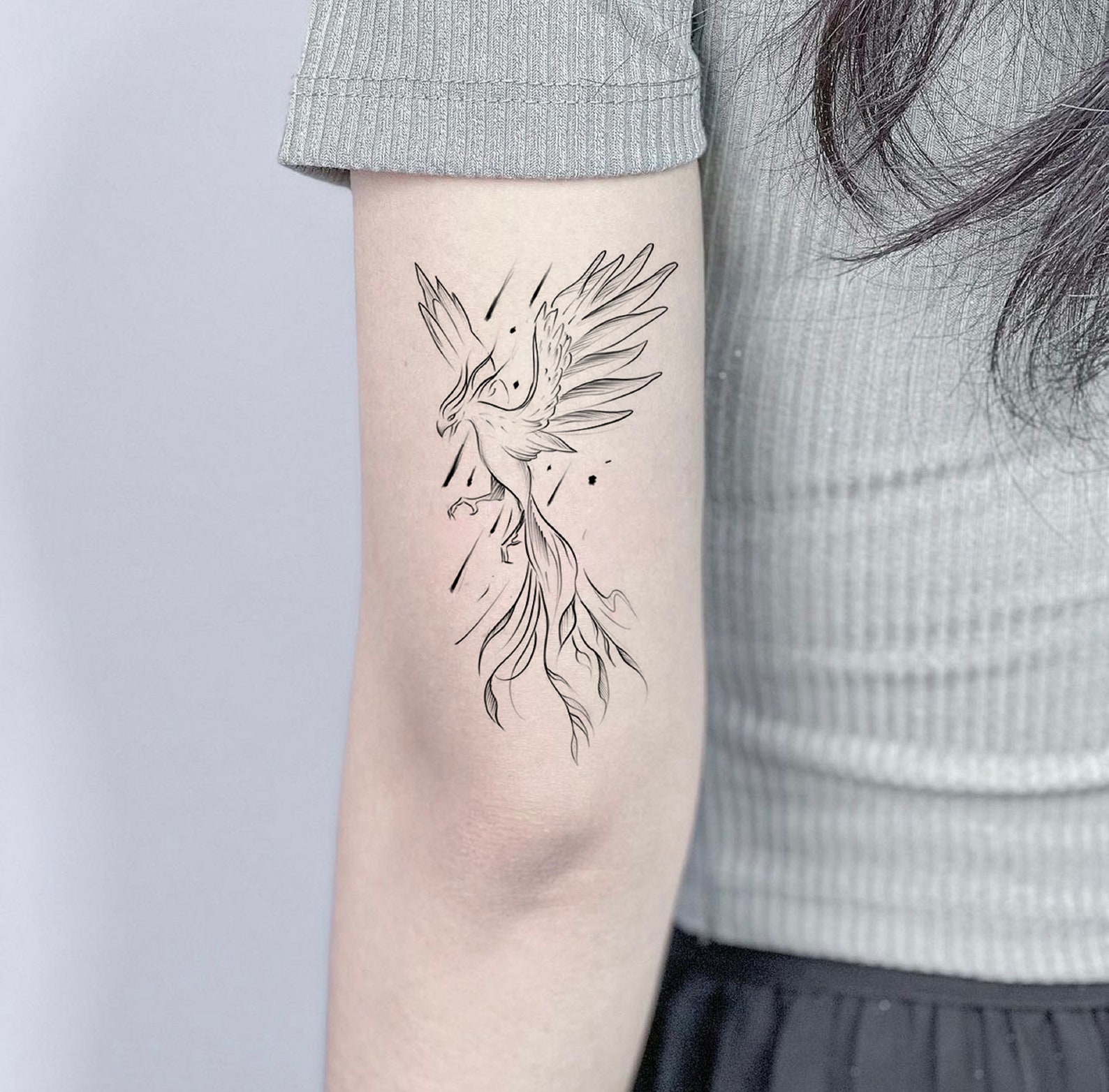 Phoenix Temporary Tattoo, Elegant Phoenix Tattoo, Fake Tattoo, Festival ...