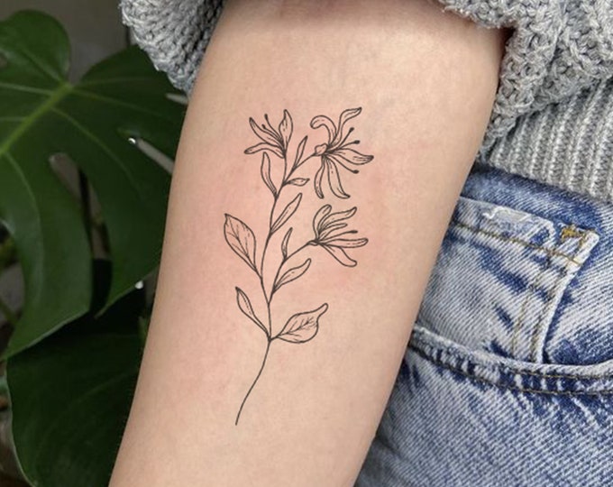Honeysuckle Temporary Tattoo Sticker set of 2 - Etsy