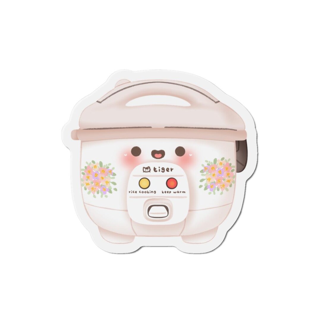 Kawaii Rice Cooker Die-cut Magnet - Vibrant Kitchen Decor, Cute Fridge ...