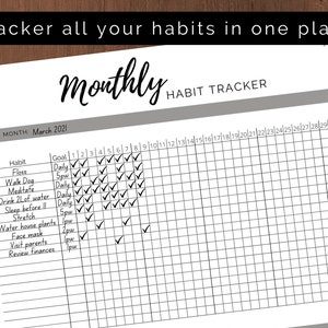Monthly Habit Tracker Printable | Daily Habits Template | Habit ...
