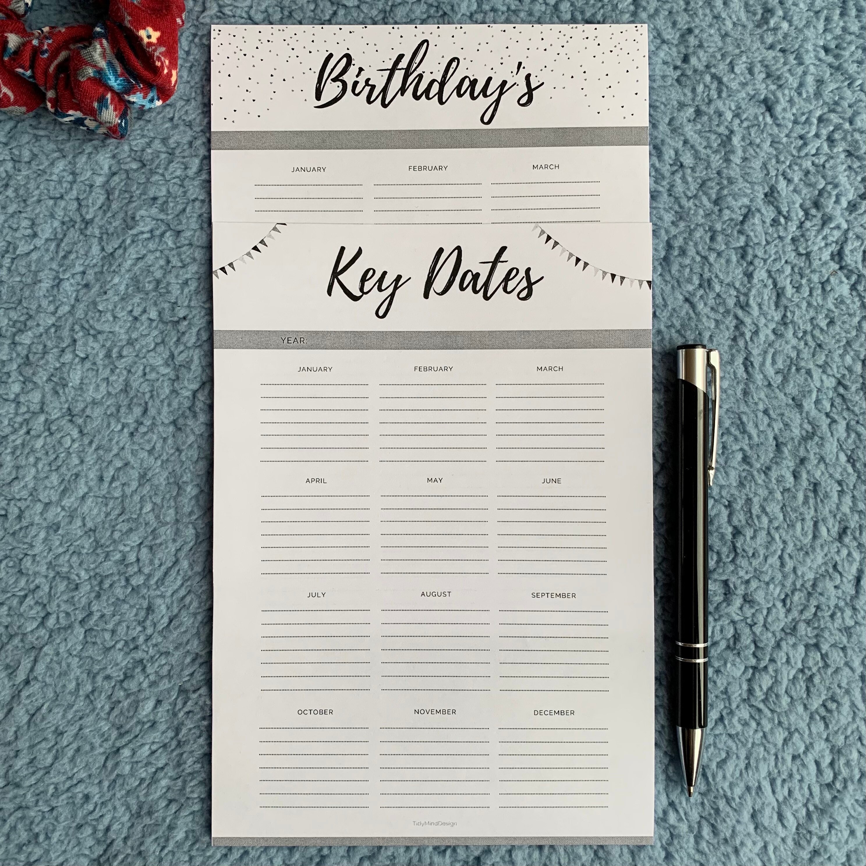 Birthday Tracker Printable | Key Dates Template | Notable Dates ...
