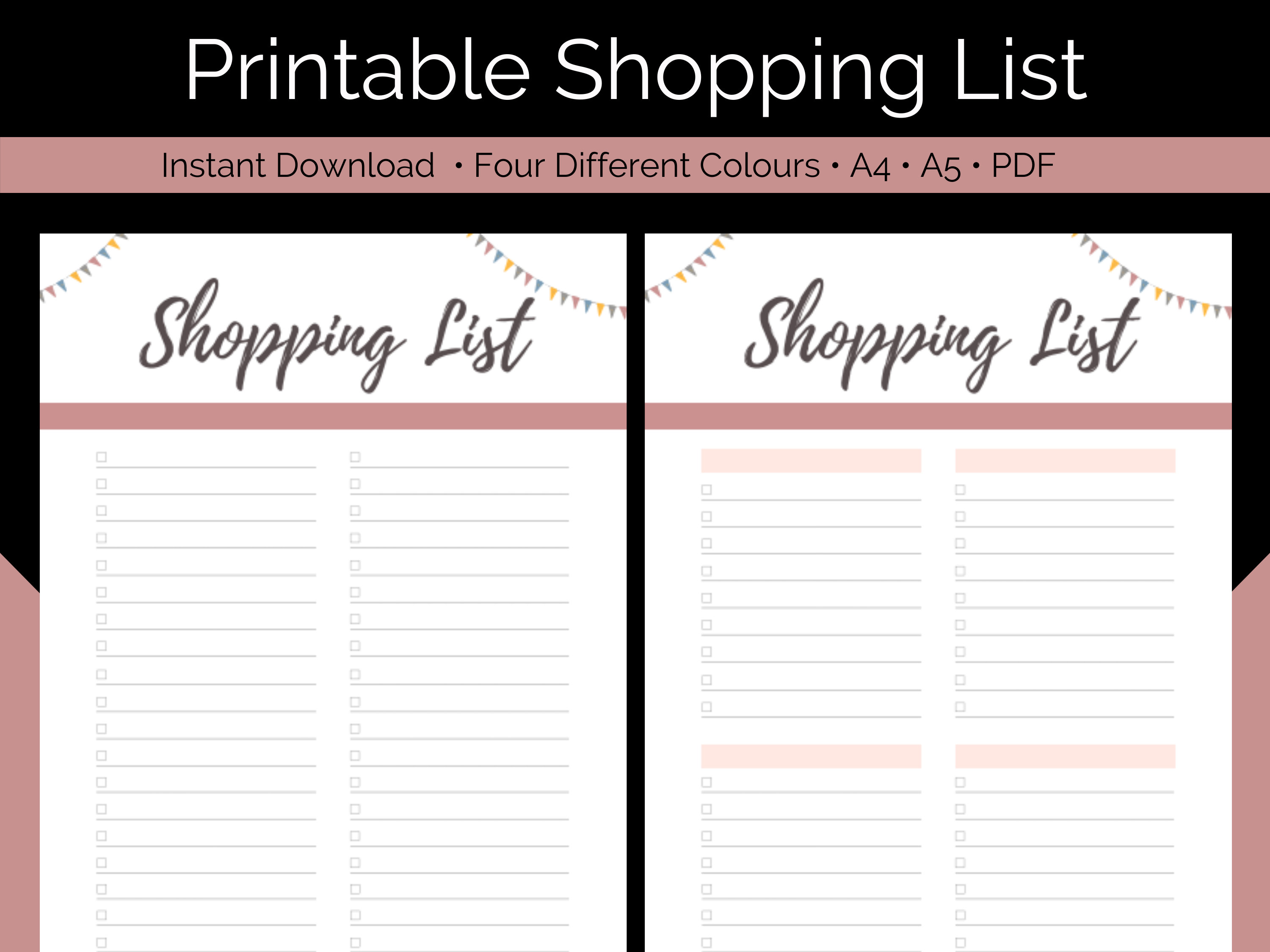 Grocery List Printable Template | Food Shopping List Download | Grocery ...