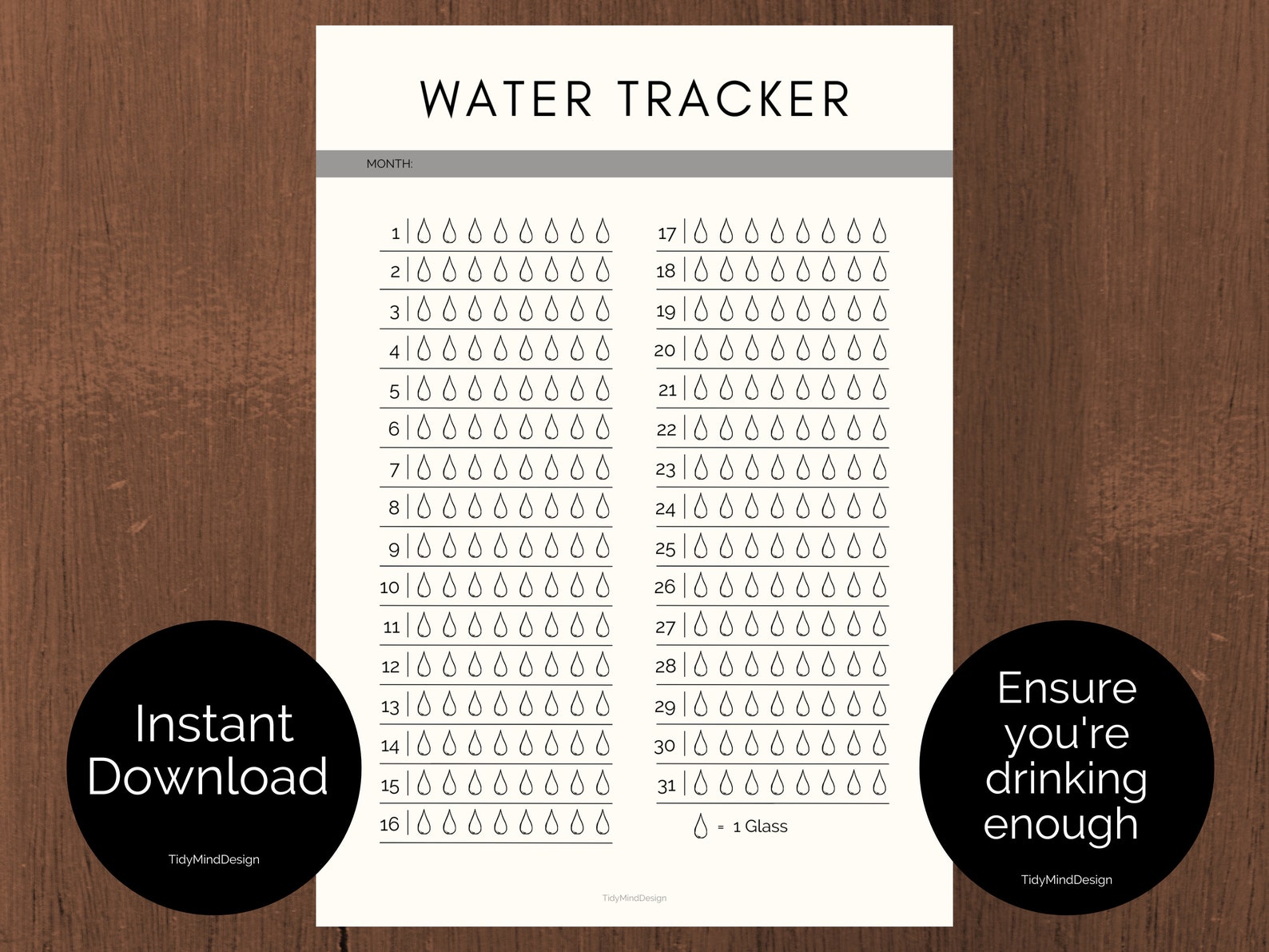 Water Intake Tracker Printable Monthly Water Tracker Hydration Tracker ...