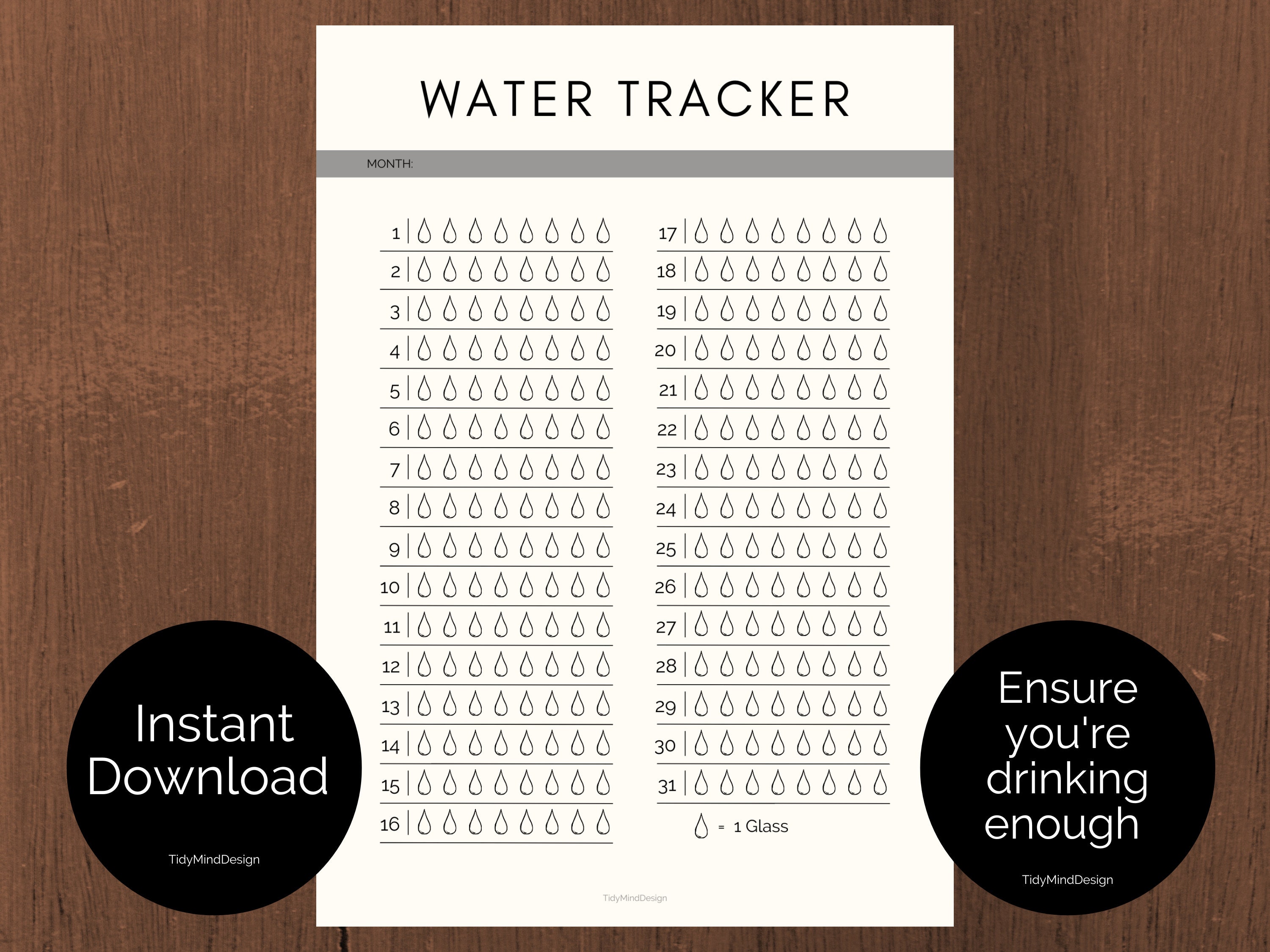 Water Intake Tracker Printable Monthly Water Tracker Hydration Tracker ...
