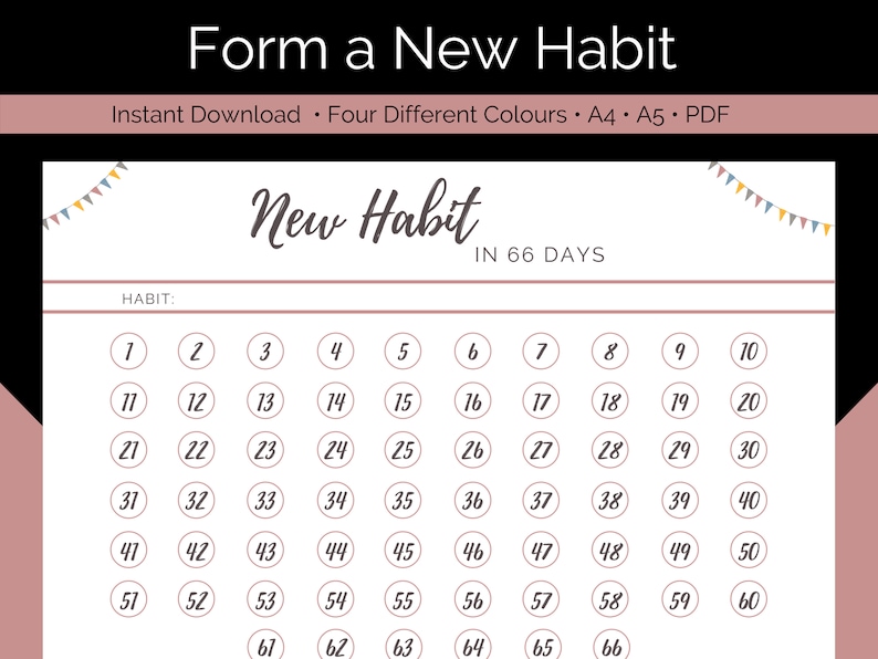 Form a New Habit Printable | Habit Tracker Printable | 66 Day Challenge ...
