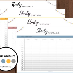Printable Study Timetable | Weekly Student Planner | Revision Schedule ...