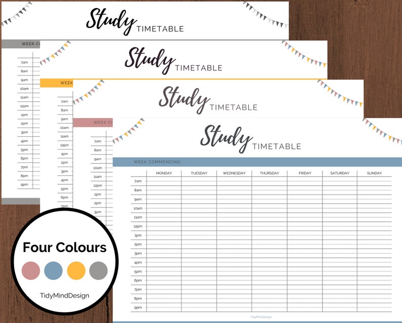 Printable Study Timetable | Weekly Student Planner | Revision Schedule ...