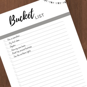 Bucket List Printable Template | Life Goals List | Things to Do Before ...