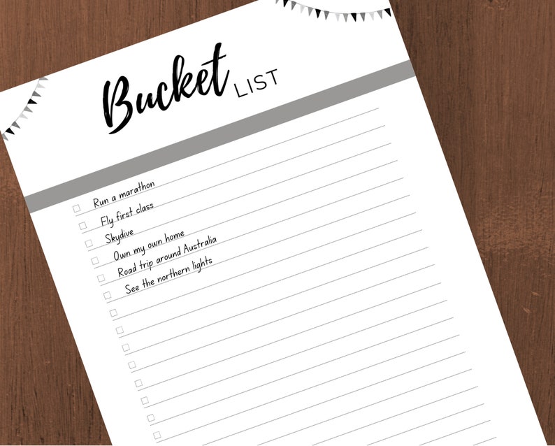 Bucket List Printable Template | Life Goals List | Things to Do Before ...