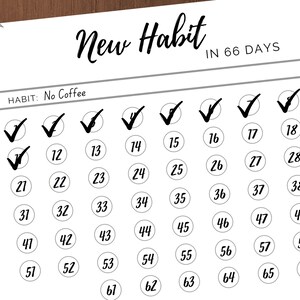 Form a New Habit Printable | Habit Tracker Printable | 66 Day Challenge ...