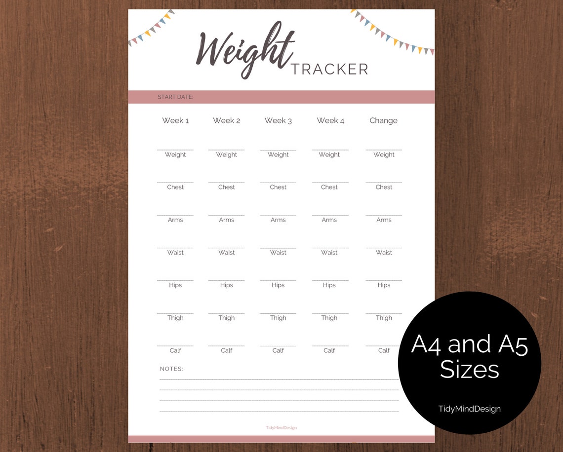 Monthly Weight Tracker Printable Weekly Weigh in Template Body ...