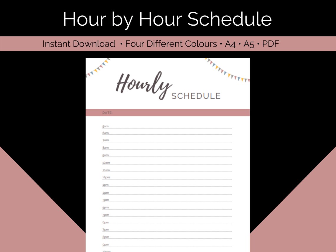 Daily Hourly Schedule Printable Hour by Hour Planner Daily - Etsy