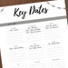 Birthday Tracker Printable | Key Dates Template | Notable Dates ...